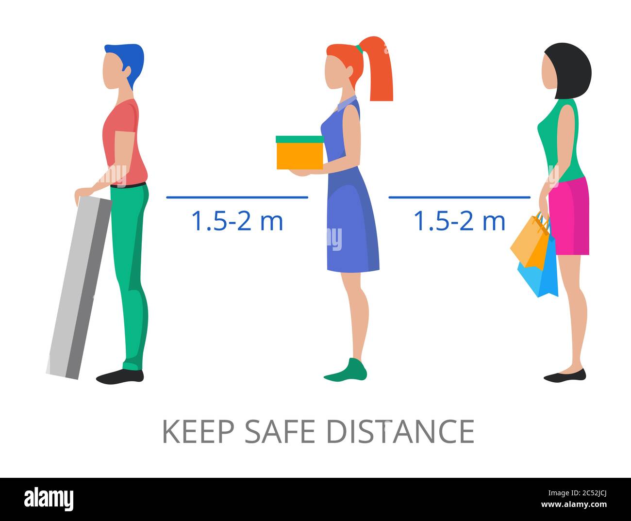 Keep Safe Distance concept, modern flat design vector illustration, for ...