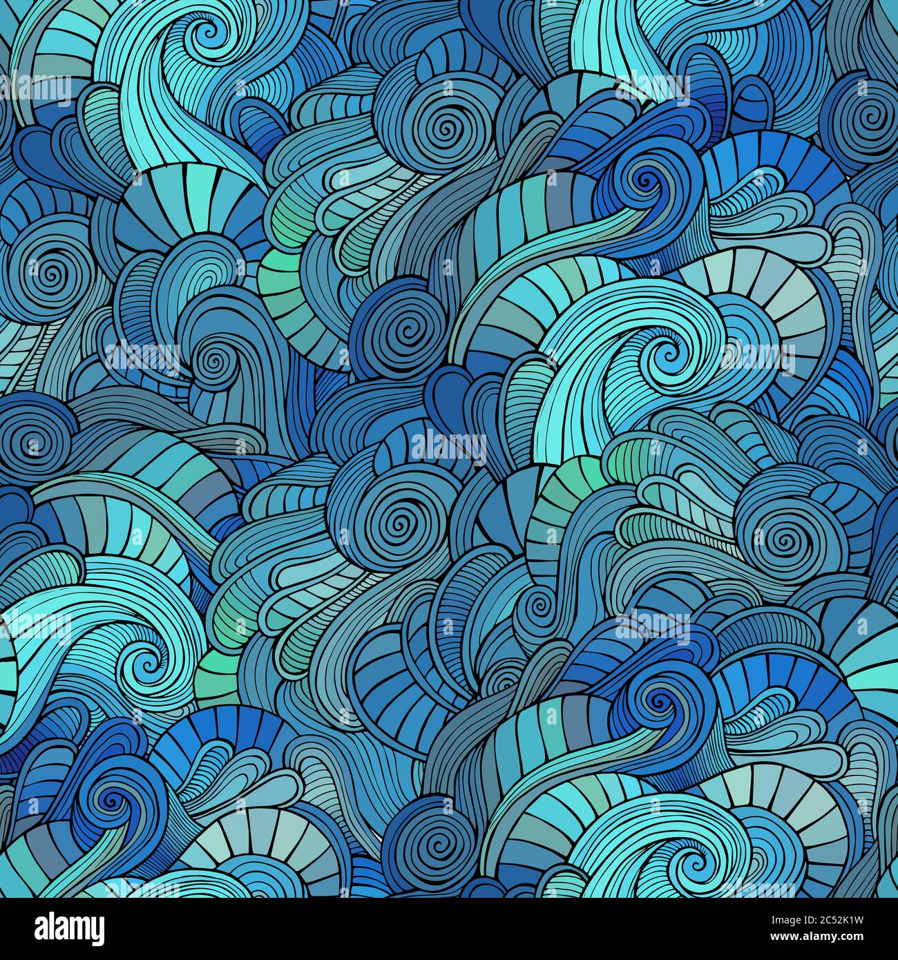 Vector waves decorative doodles seamless pattern Stock Vector Image ...