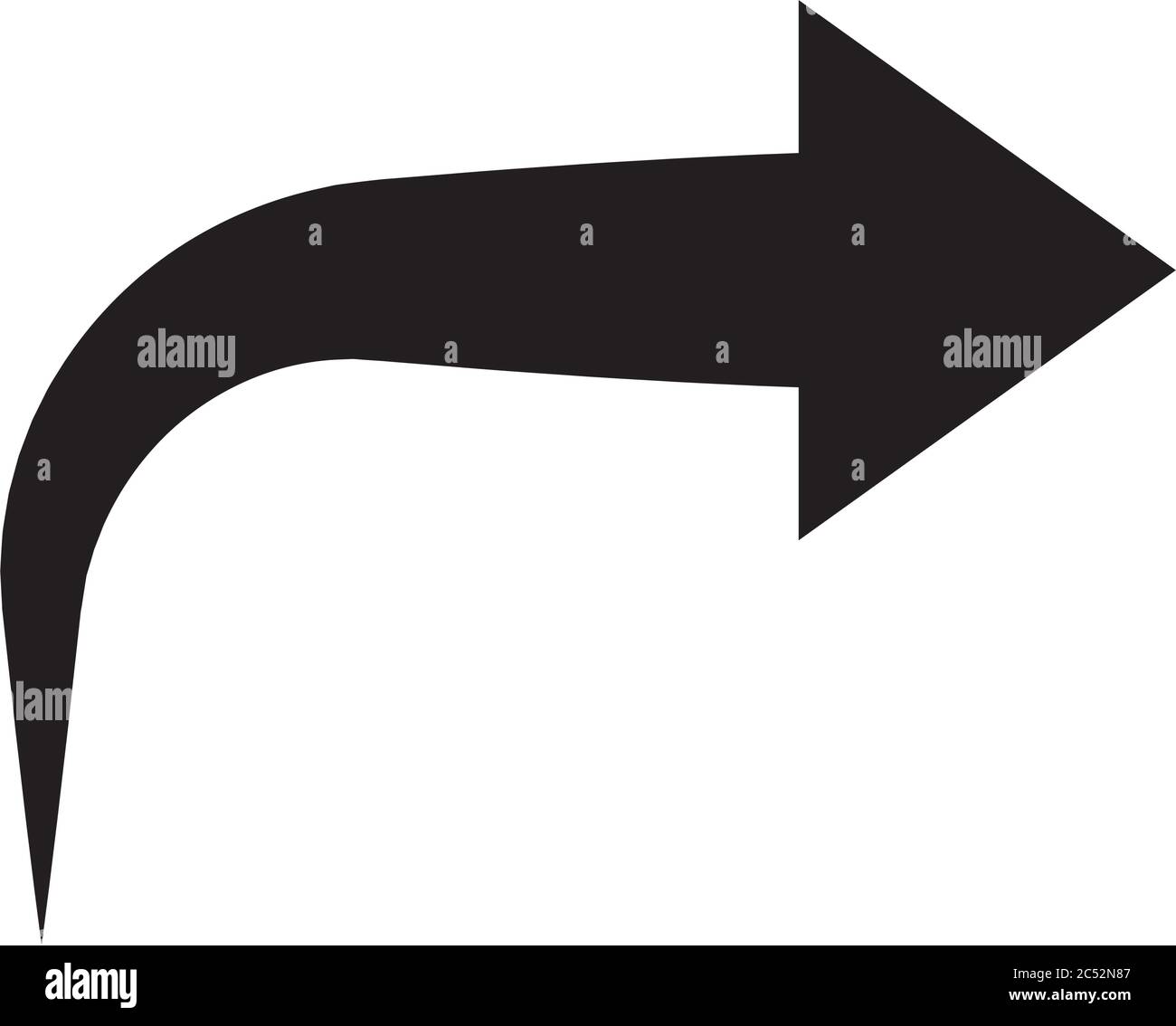 bent right arrow icon over white background, silhouette style, vector ...