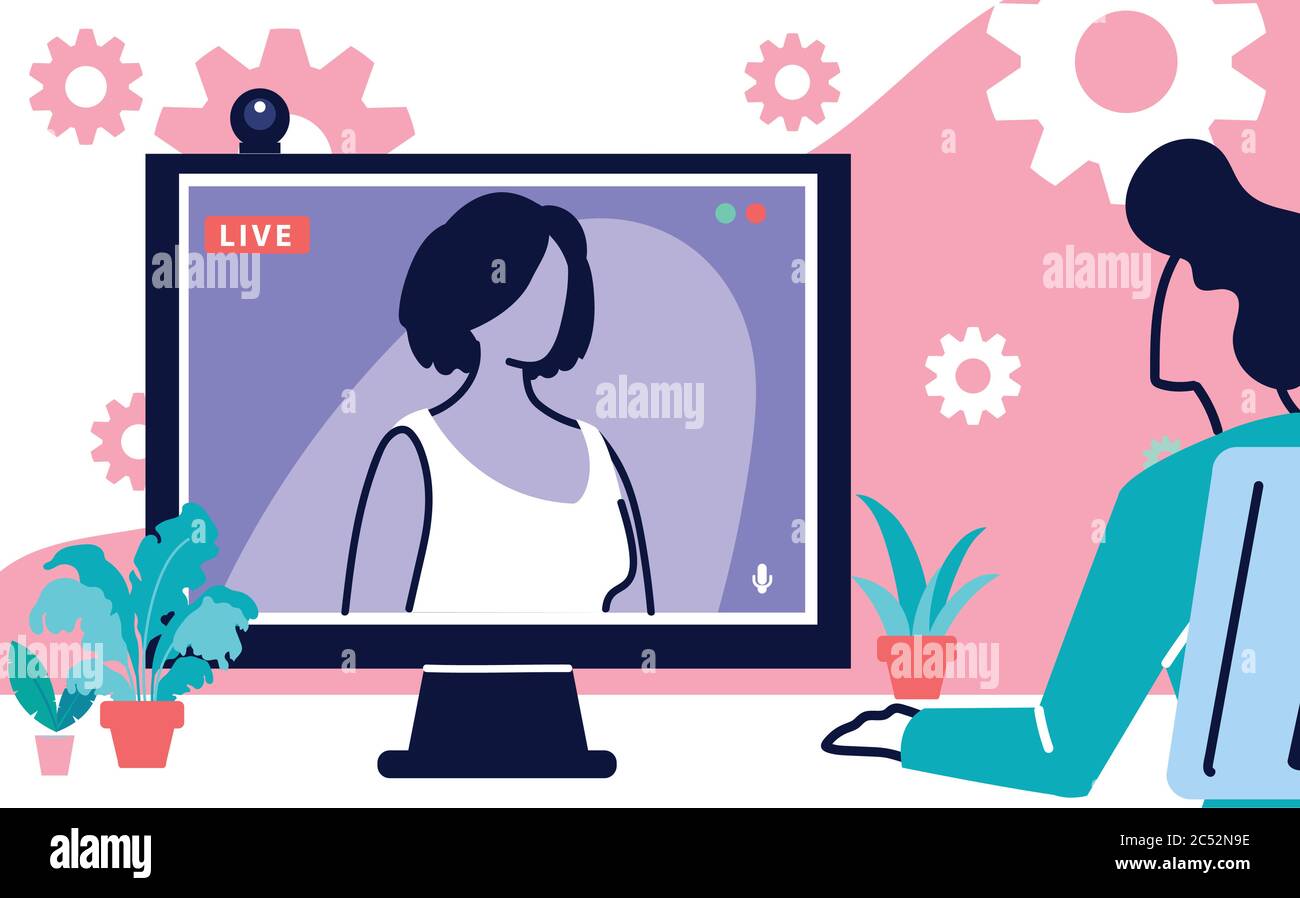 men communicating by video call vector illustration desing Stock Vector ...
