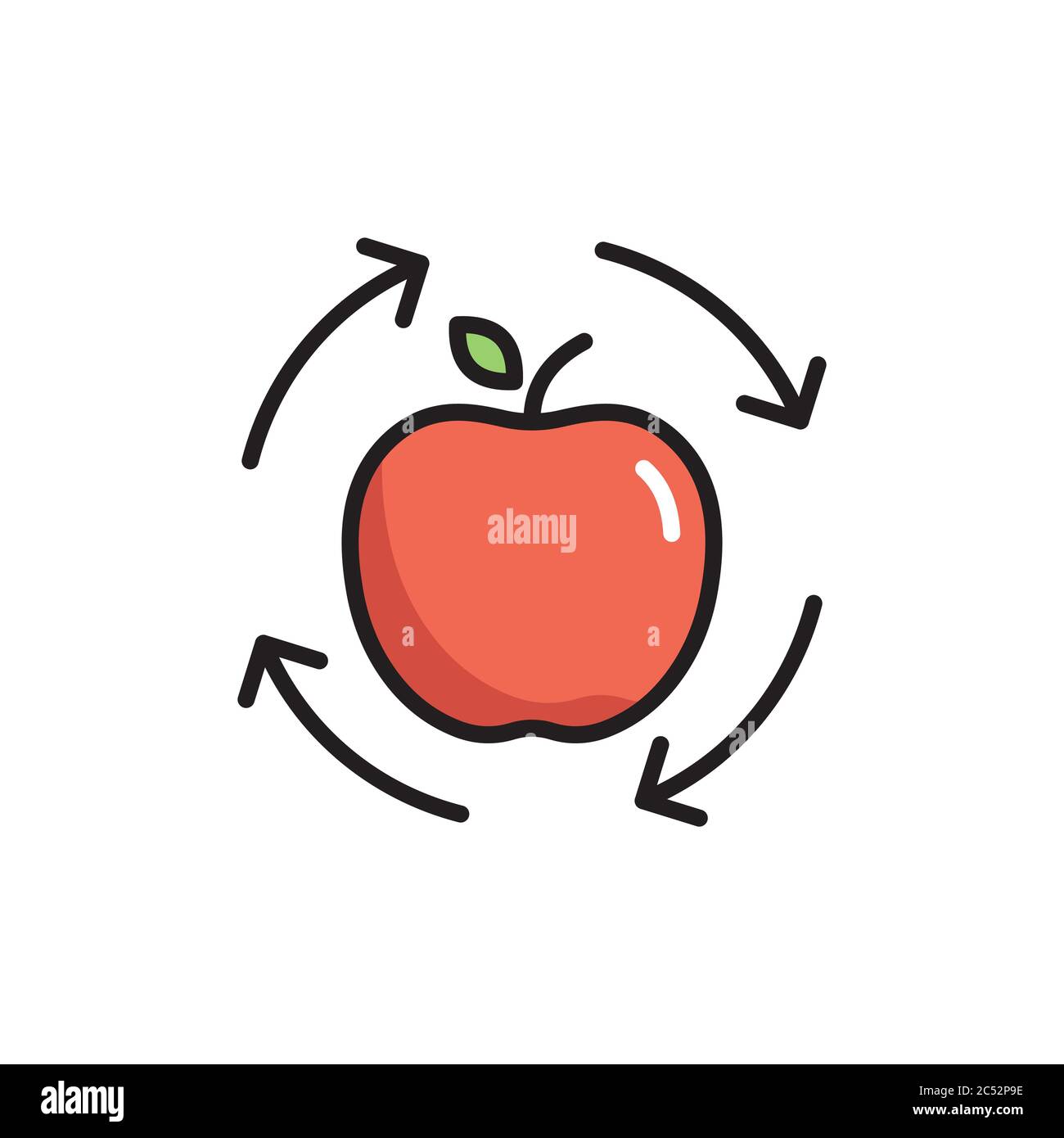 Recycling organic food vector icon symbol isolated on white background ...