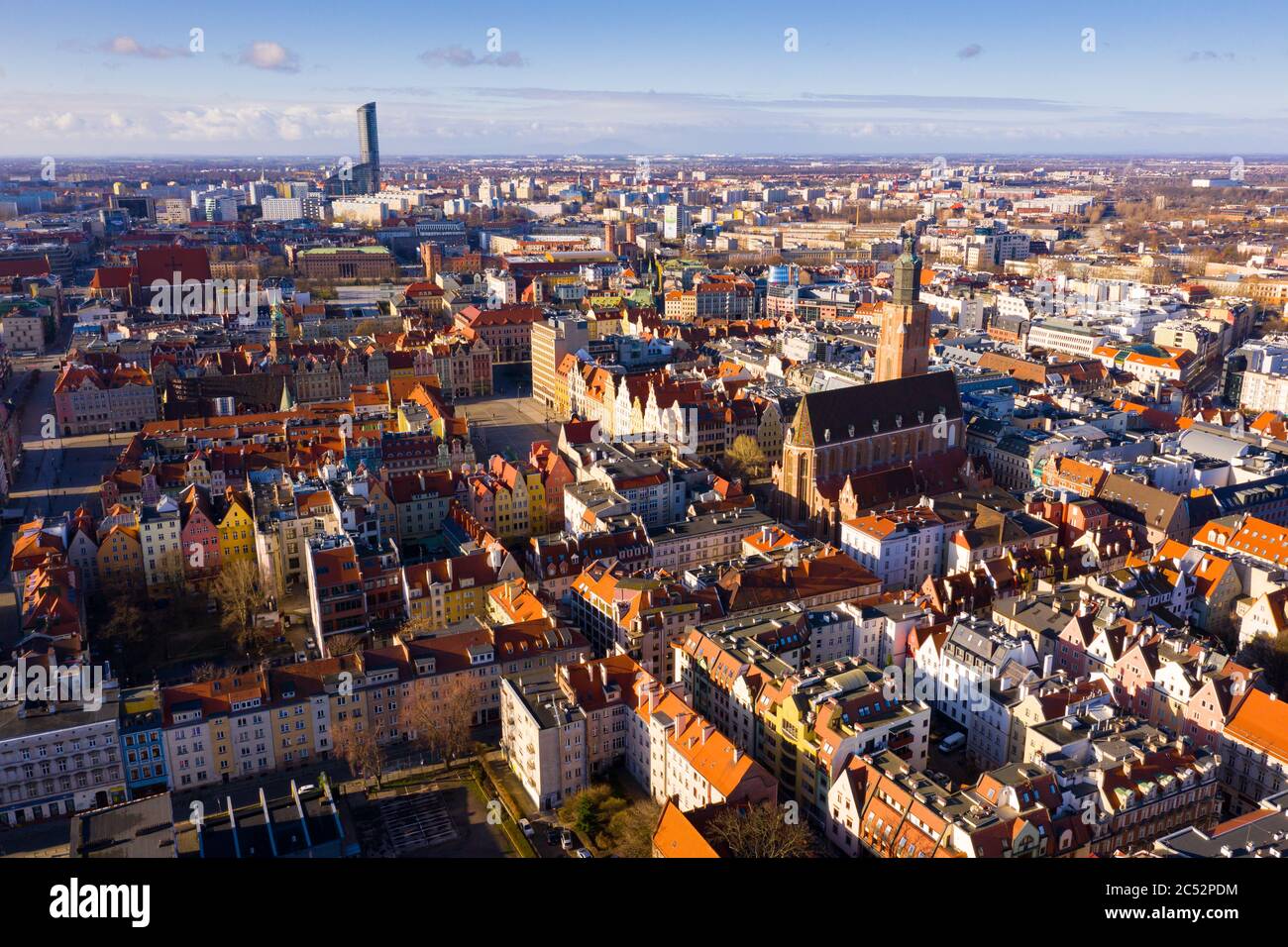 Scenic view from drone of historical Market Square with Old Town Hall ...
