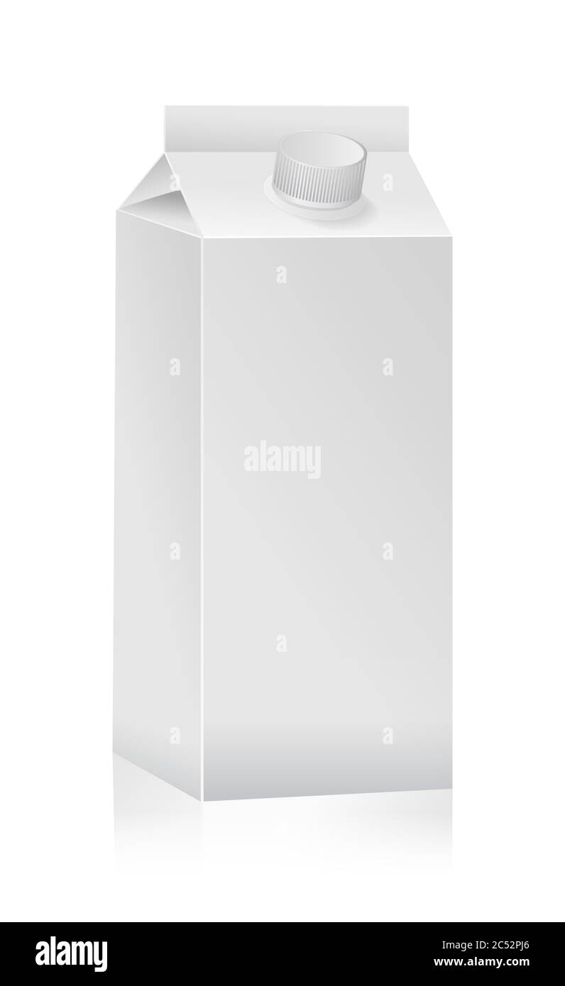 White paper pack for milk, juice, and other, on white background ...