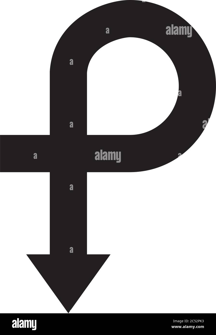 flexible p shape arrow icon over white background, silhouette style ...