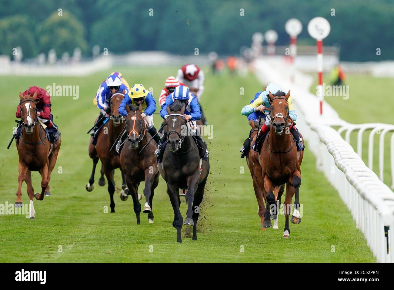 Dane O'Neill riding Al Zaraqaan (centre) win The Follow At The Races On ...