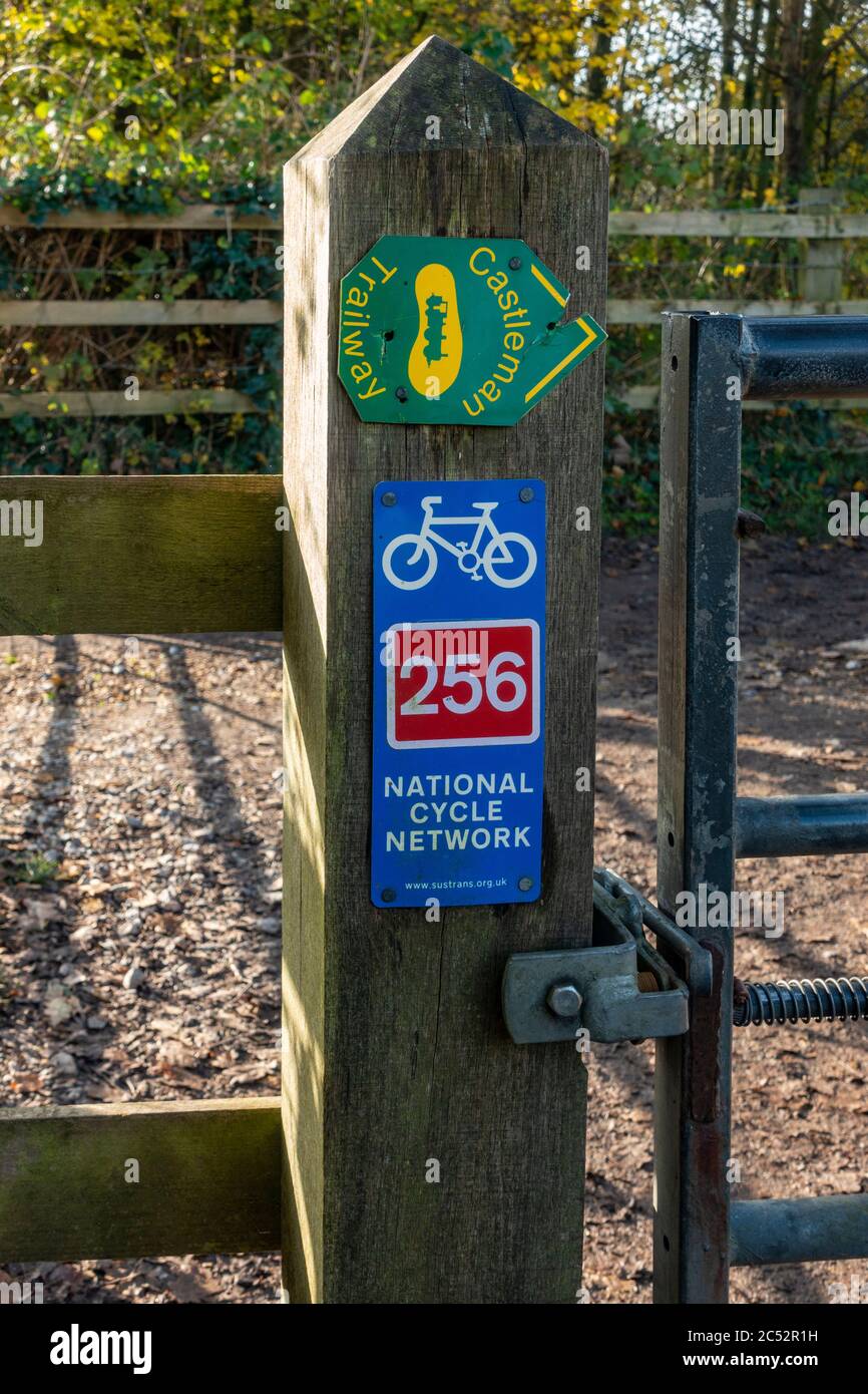 Castleman Trailway, National Cycle Network sign, Dorset, England, UK ...