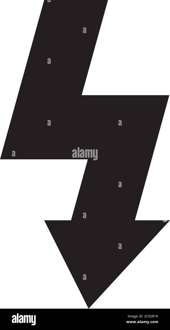Lightning Arrow icon over white background, silhouette style, vector ...