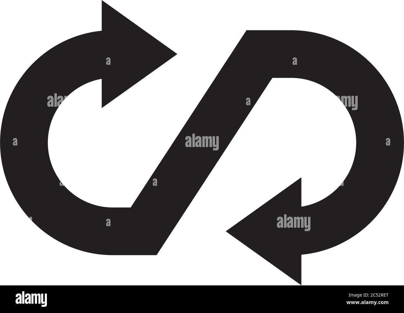 infinite arrows icon over white background, silhouette style, vector ...