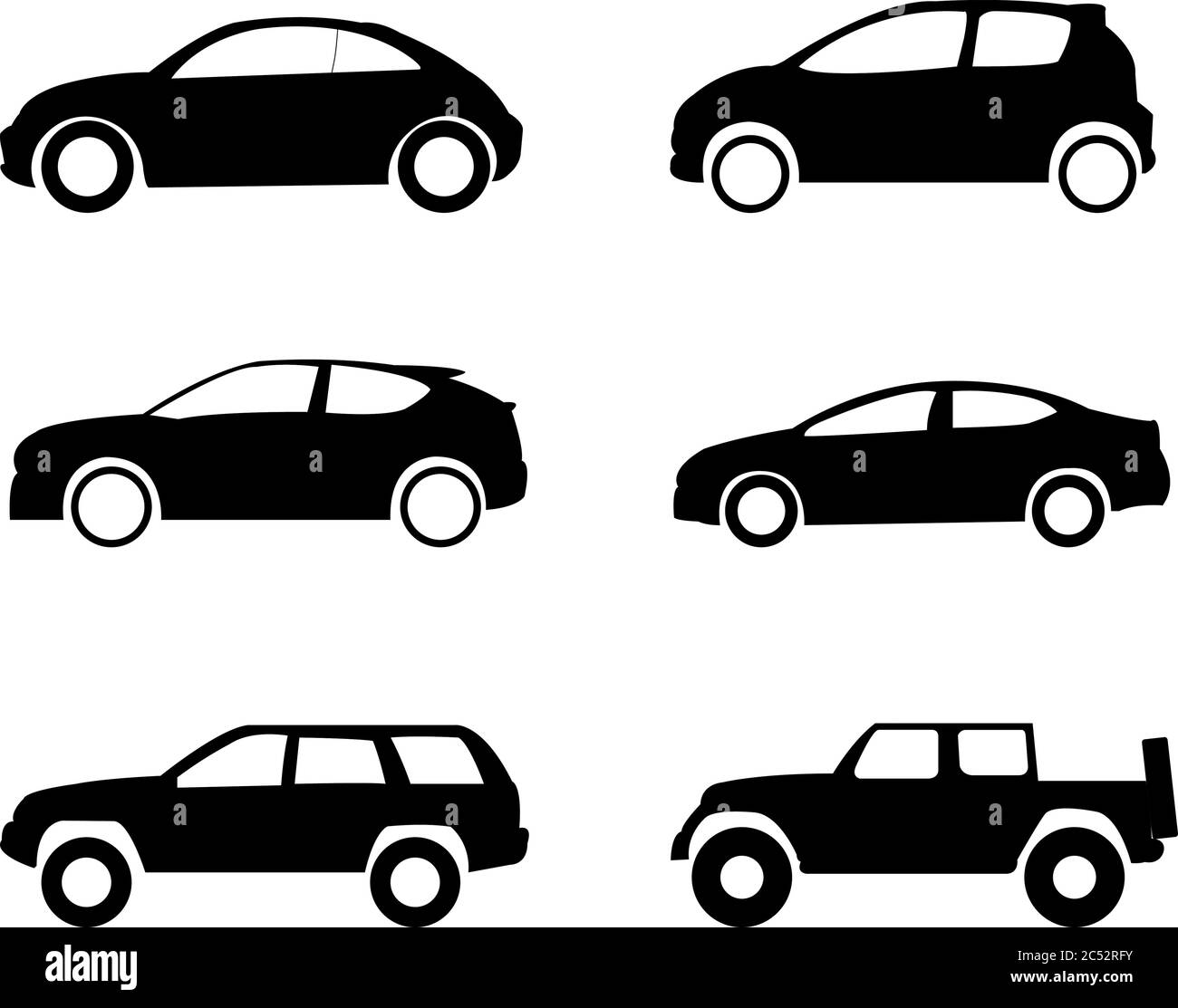 Cars collection icons set on white background, Vector Car Type and ...