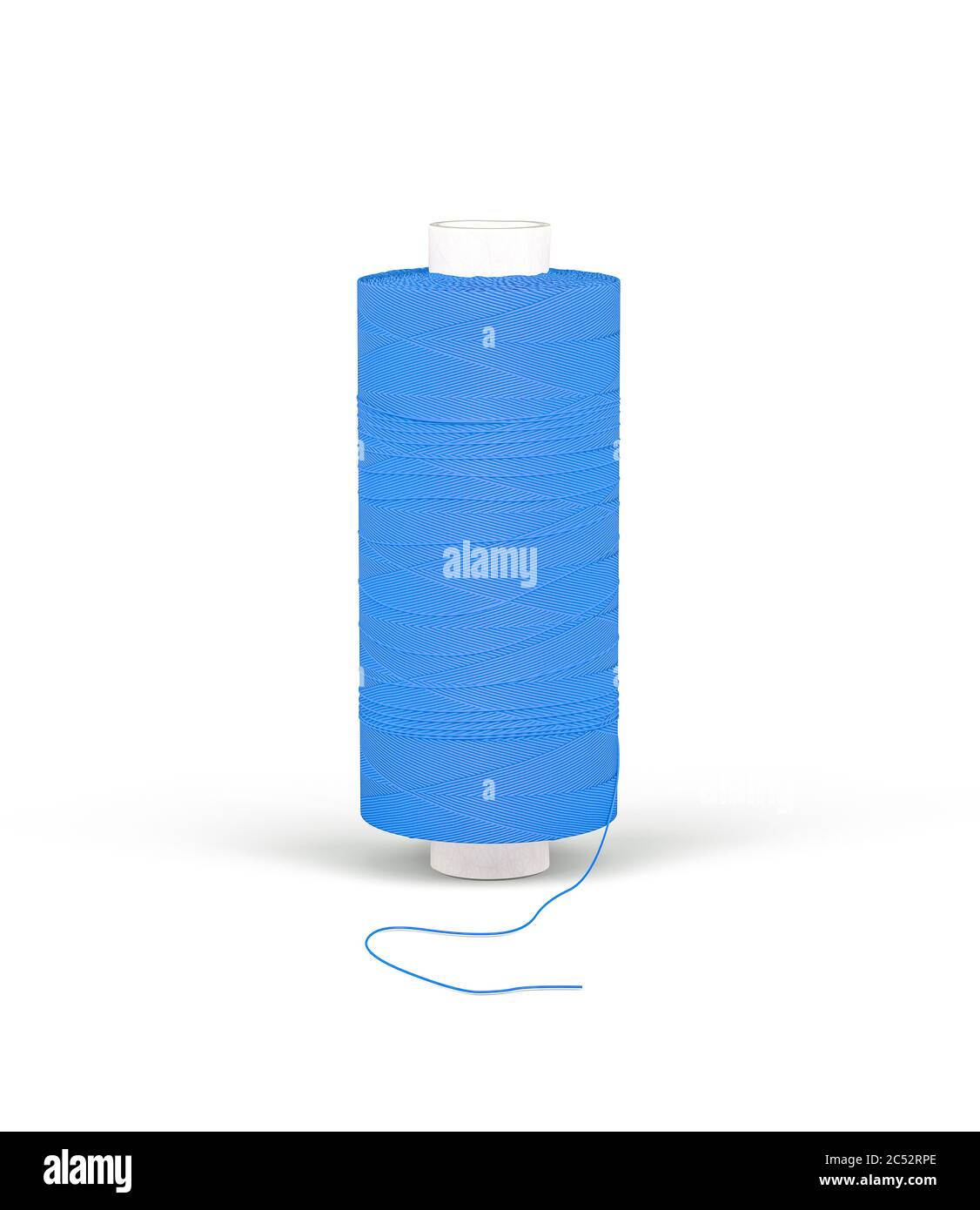 Spool of blue thread isolated on white background - 3d render Stock ...