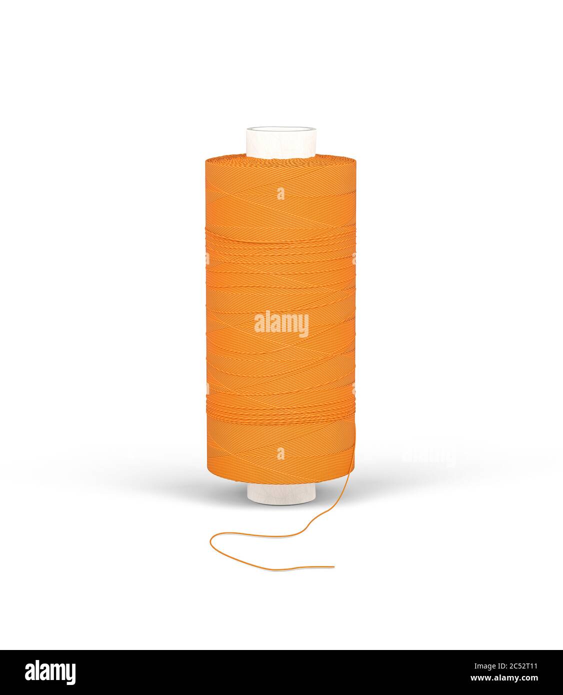 Spool of orange thread isolated on white background - 3d render Stock ...