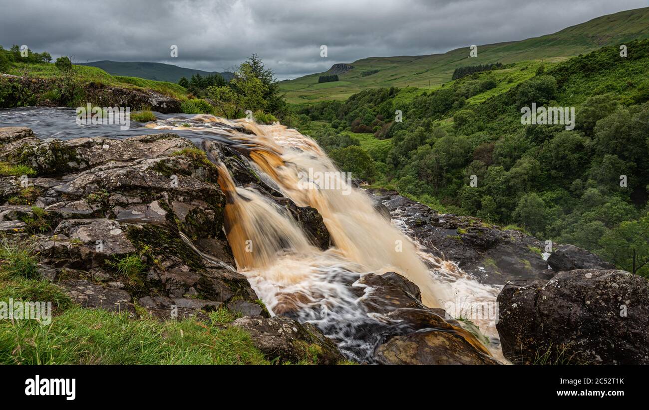 The Loup of Fintry waterfall onf the River Endrick is located approx ...