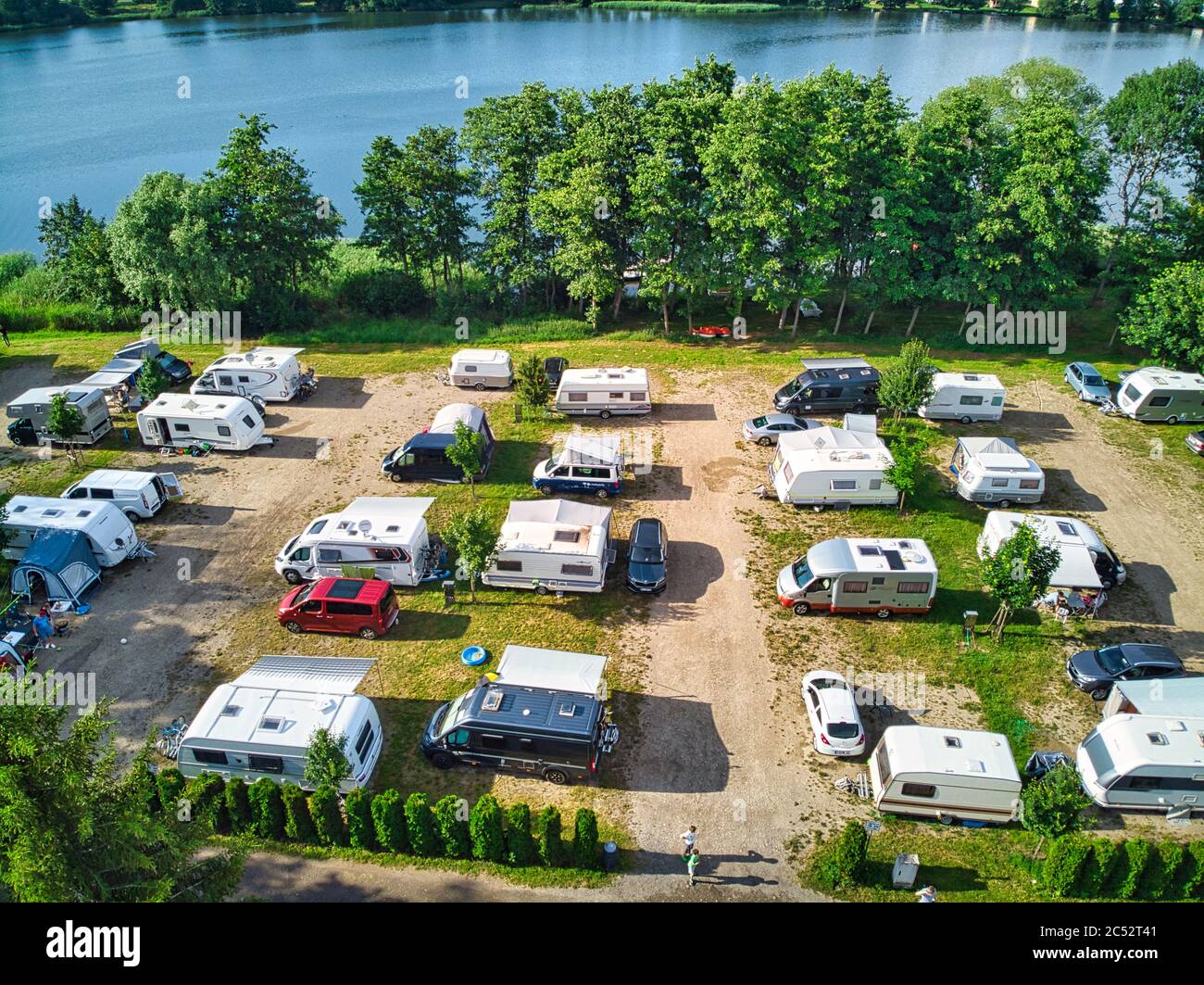 Caravan pitches on the camping site Stock Photo - Alamy