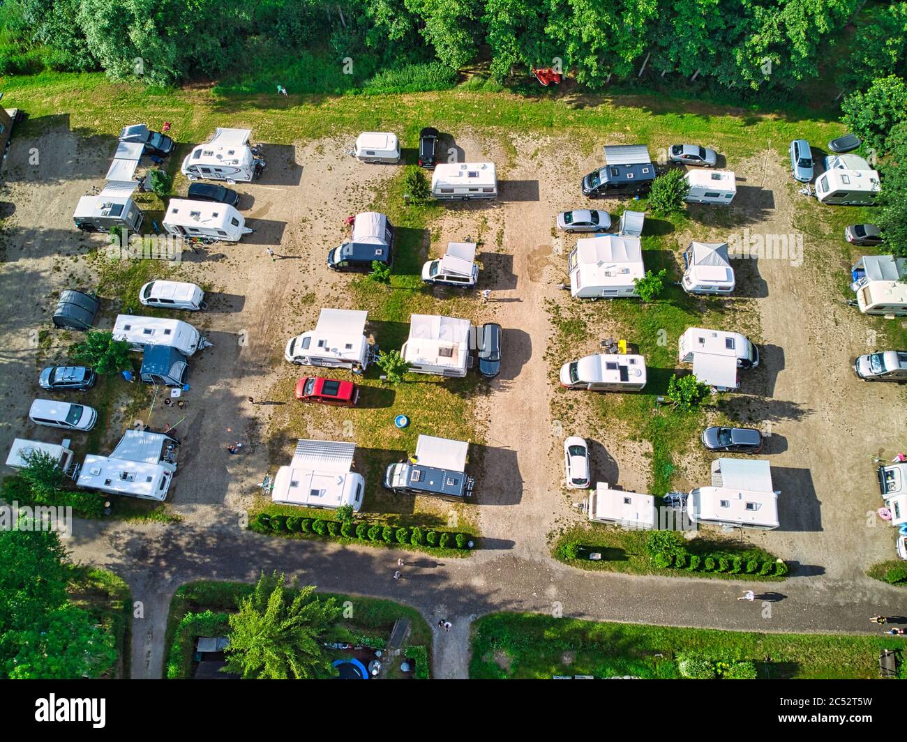 Caravan pitches on the camping site Stock Photo - Alamy