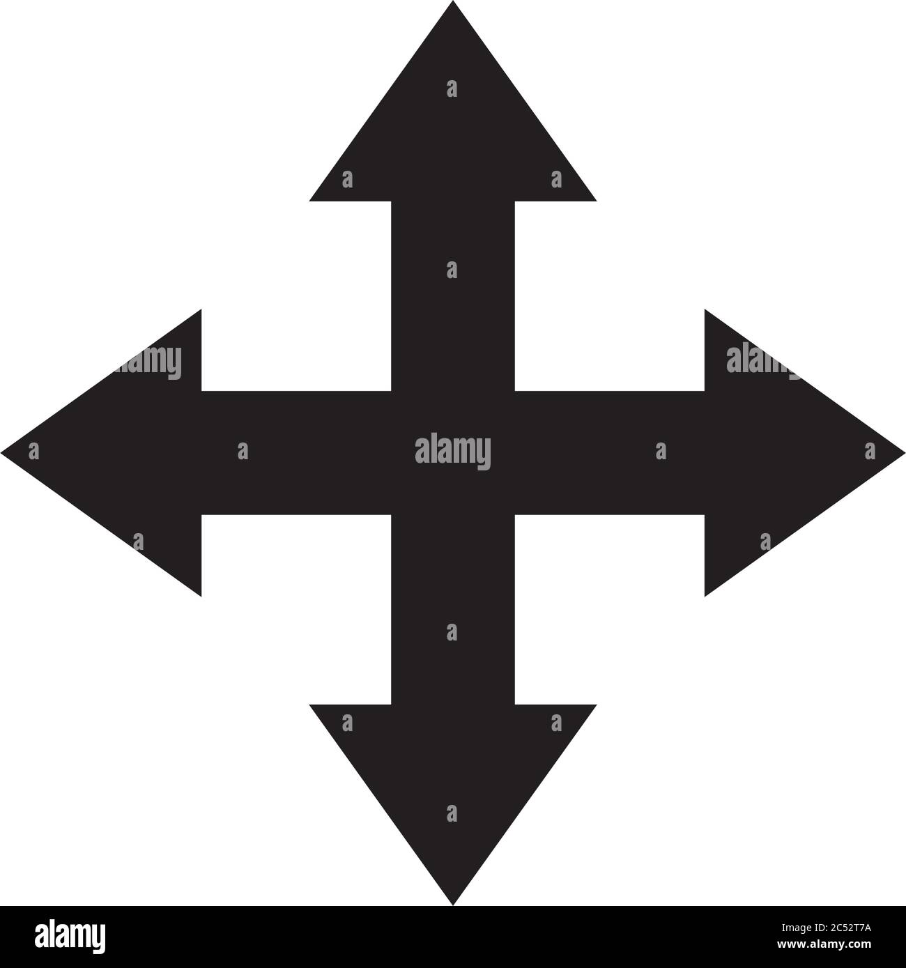 four arrows icon over white background, silhouette style, vector ...