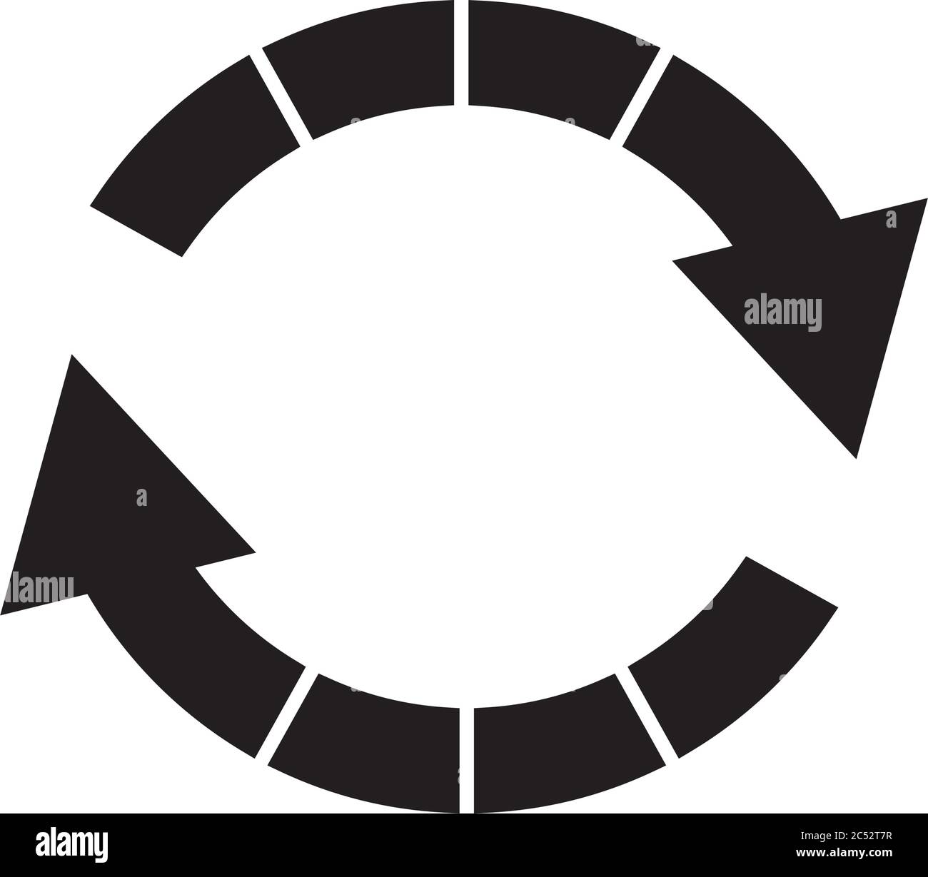 sync arrows icon over white background, silhouette style, vector ...
