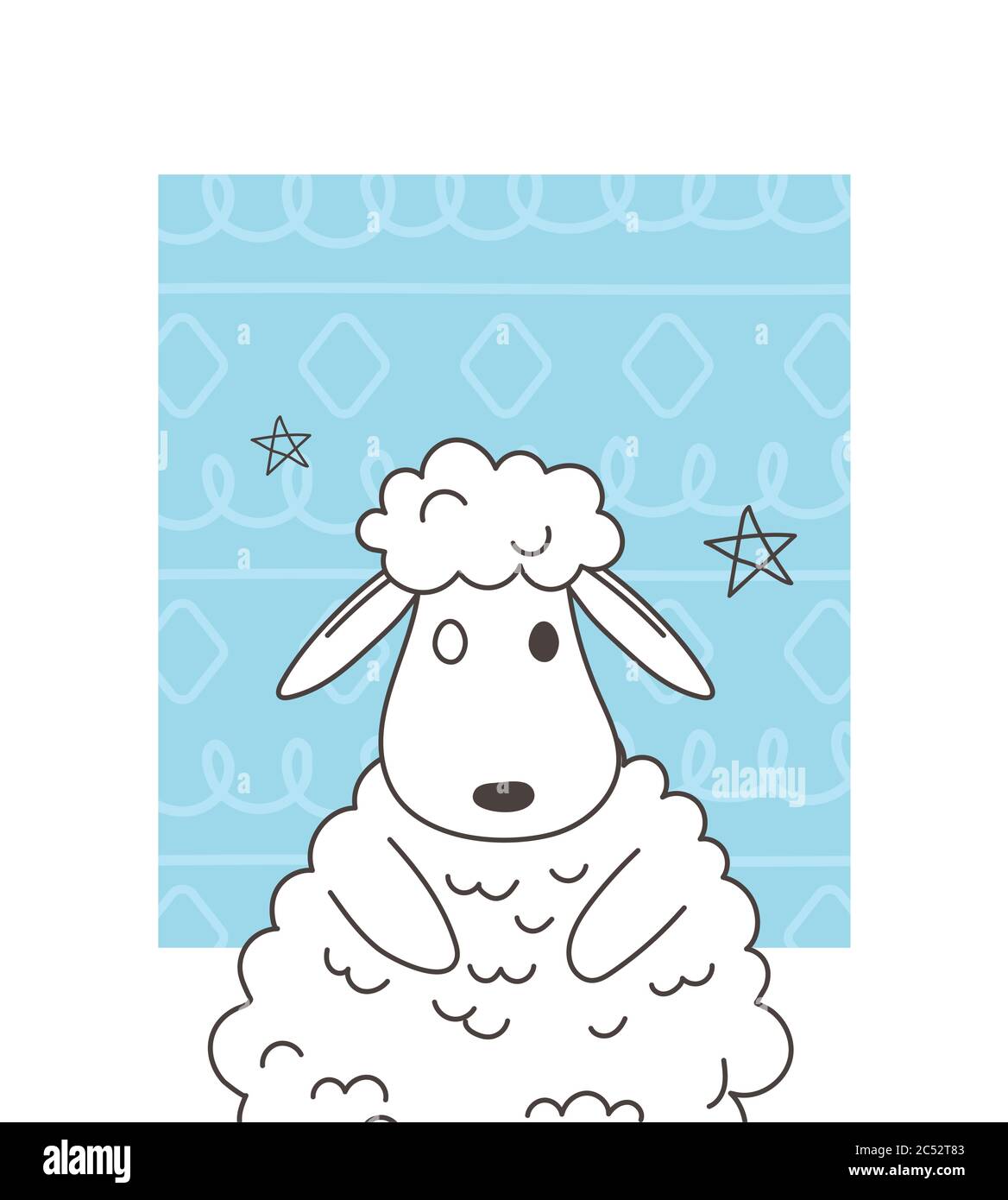 cute animals sketch wildlife cartoon adorable little sheep stars design ...