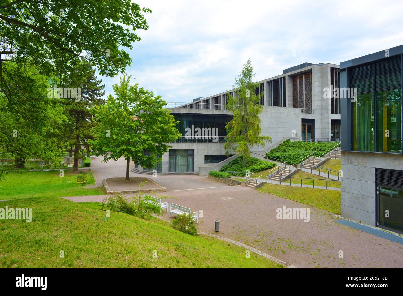 Weimar, Germany view to the Weimarhalle architecture with green park ...