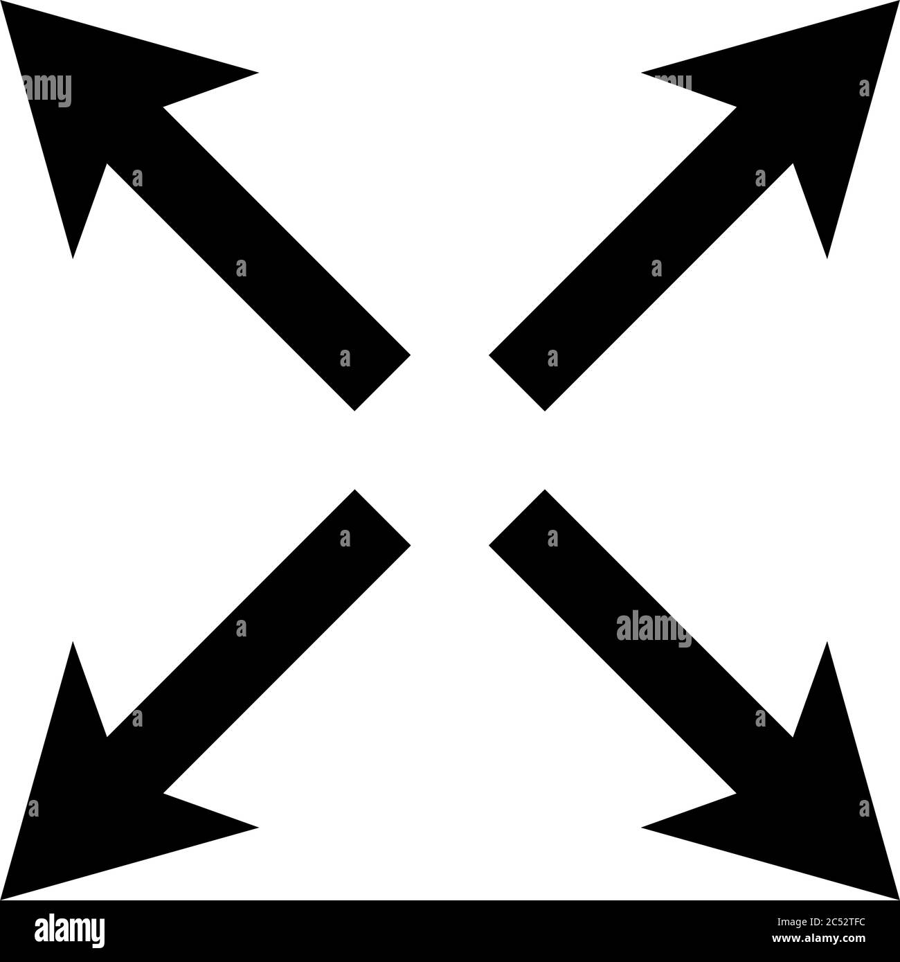 diagonal four arrows icon over white background, silhouette style ...
