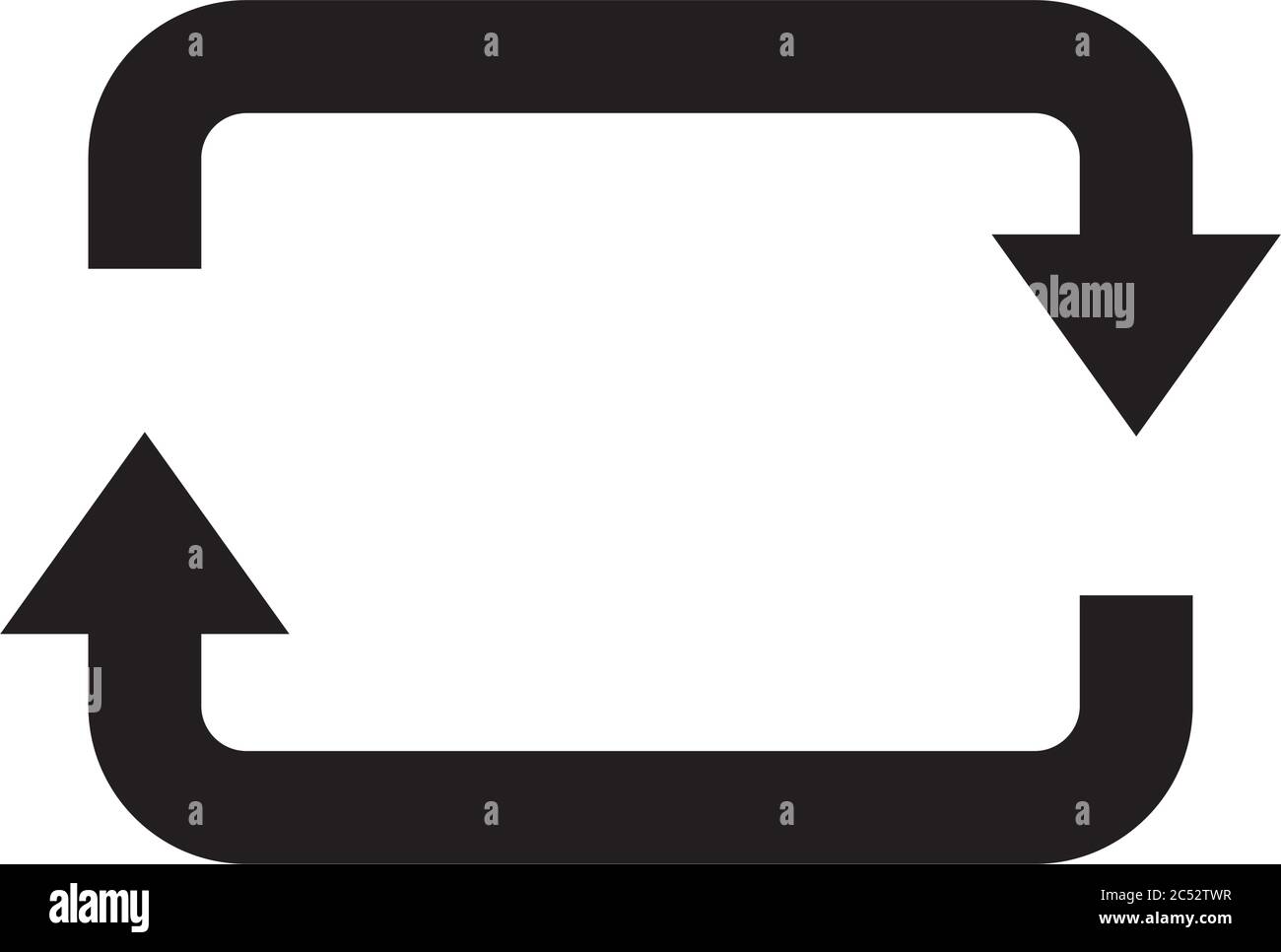 squared sync arrows icon over white background, silhouette style ...