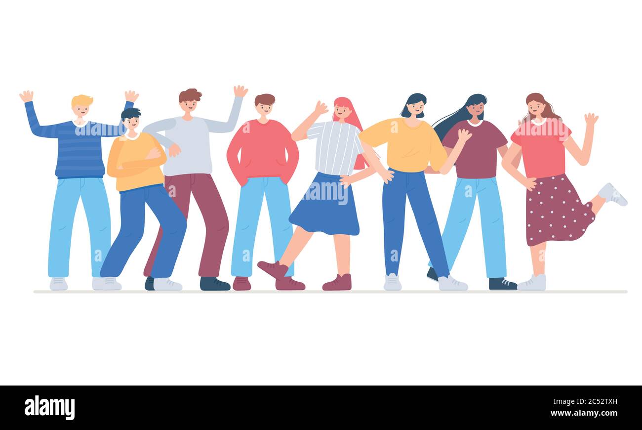 happy friendship day, diverse friend group of people special event ...