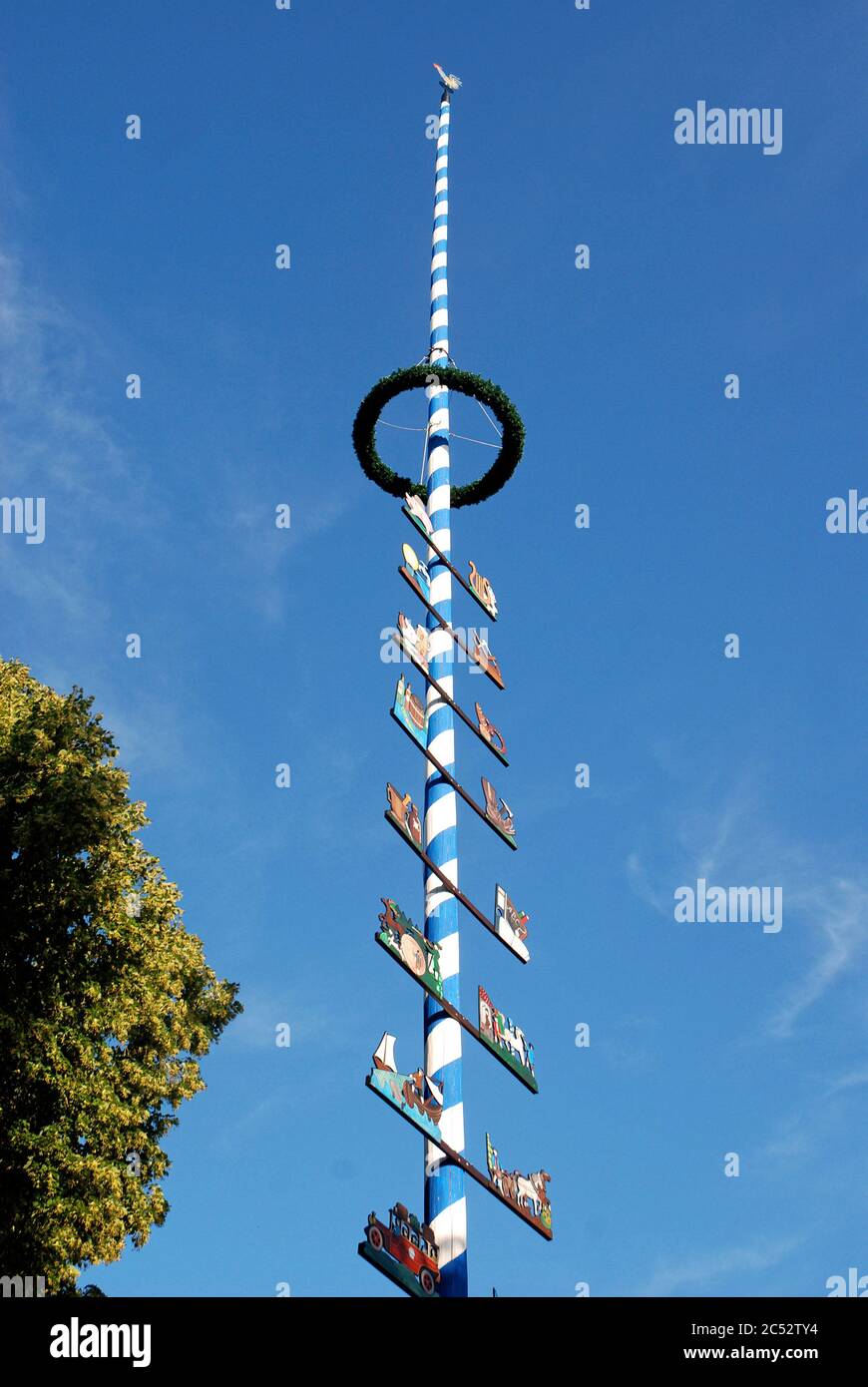 Utting, Germany 08-15-2012 maibaum - may tree bavarian tradition in a ...