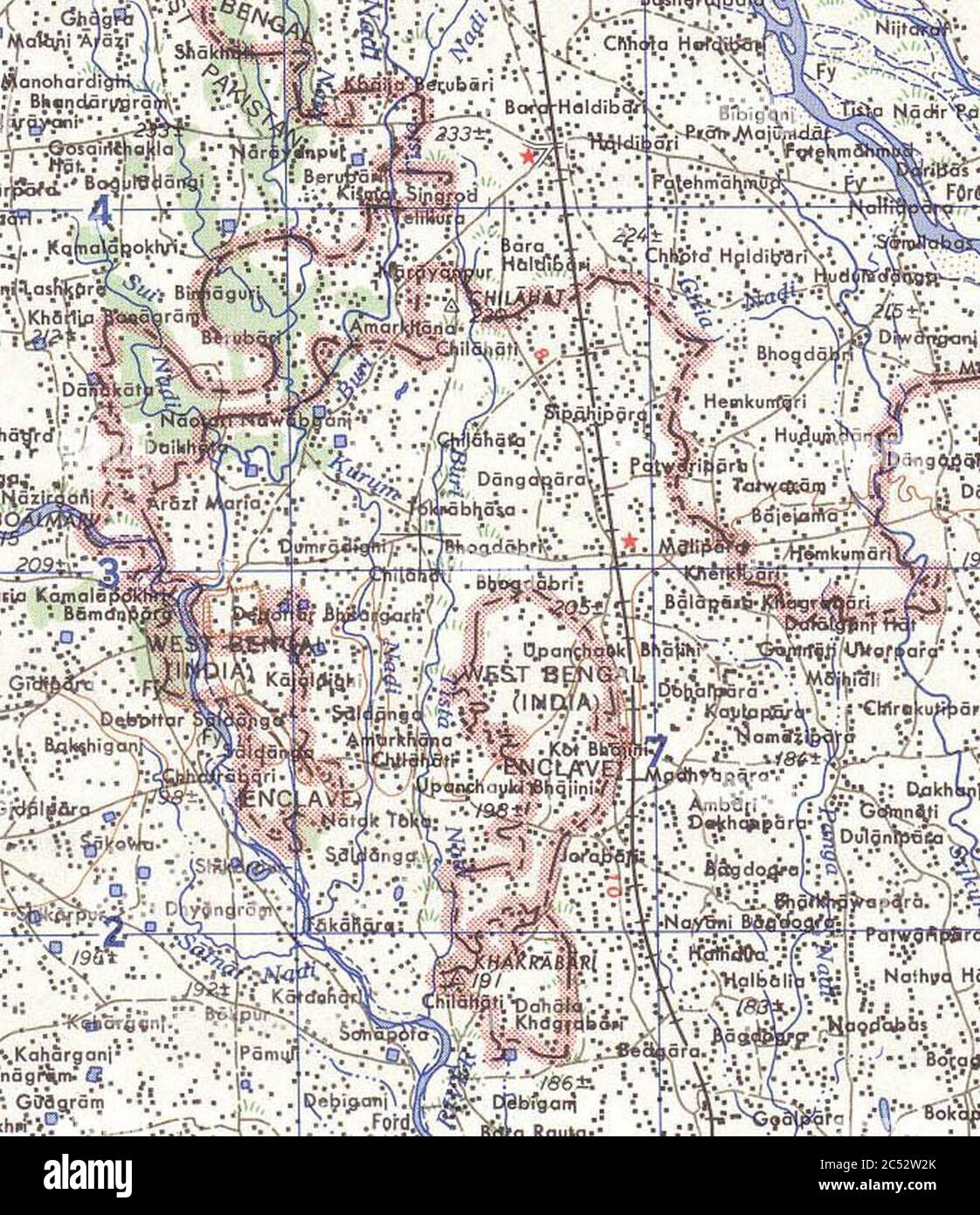 India Bangladesh border US Army Map Service Stock Photo - Alamy