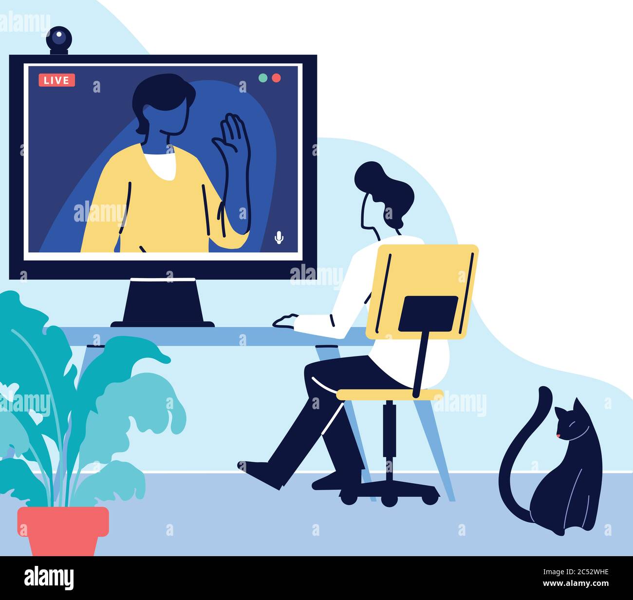 men communicating by video call vector illustration desing Stock Vector ...