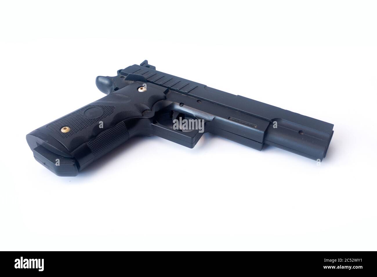 Close up of a generic hand pistol against white background. It is a ...
