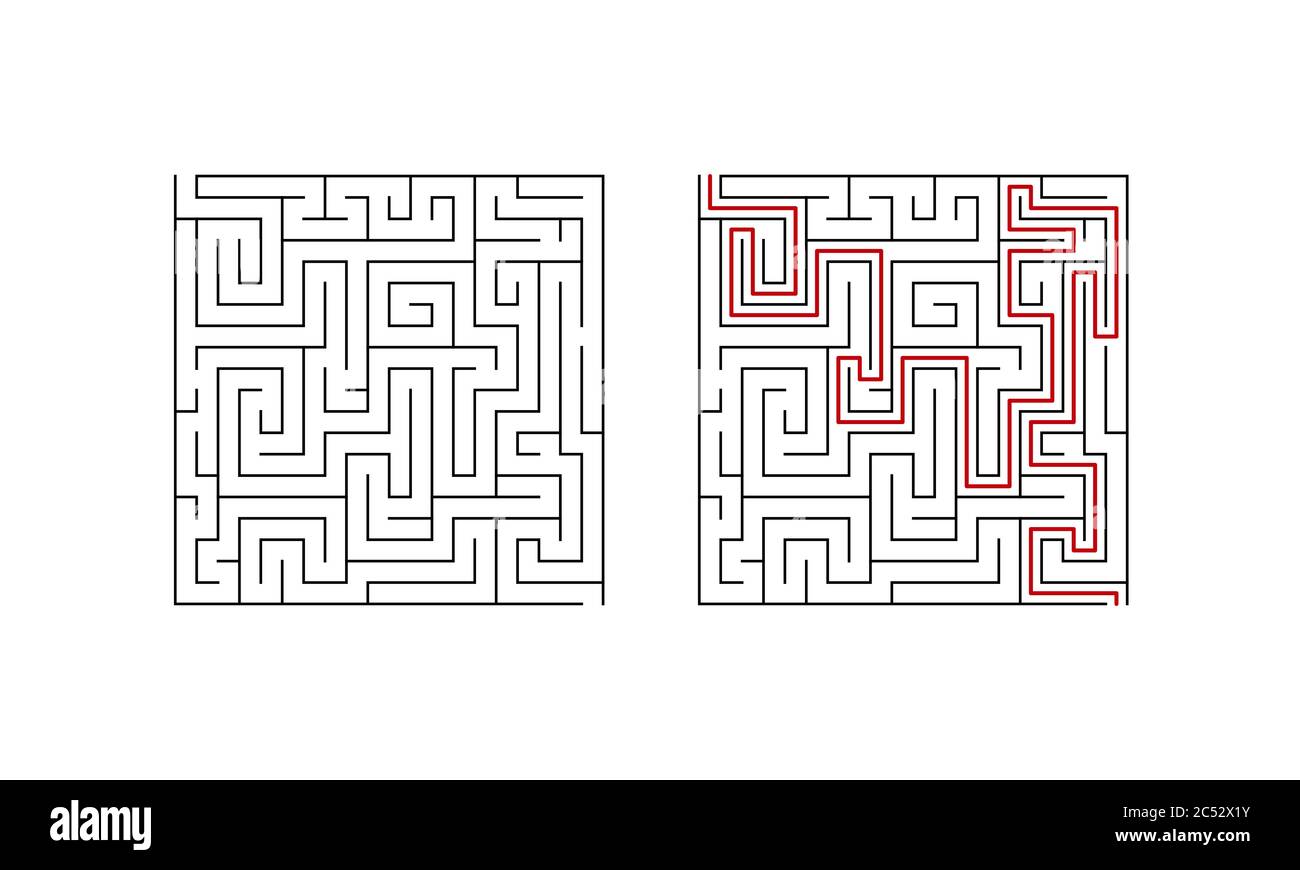Labyrinth maze game for children. Second level puzzle with solution ...