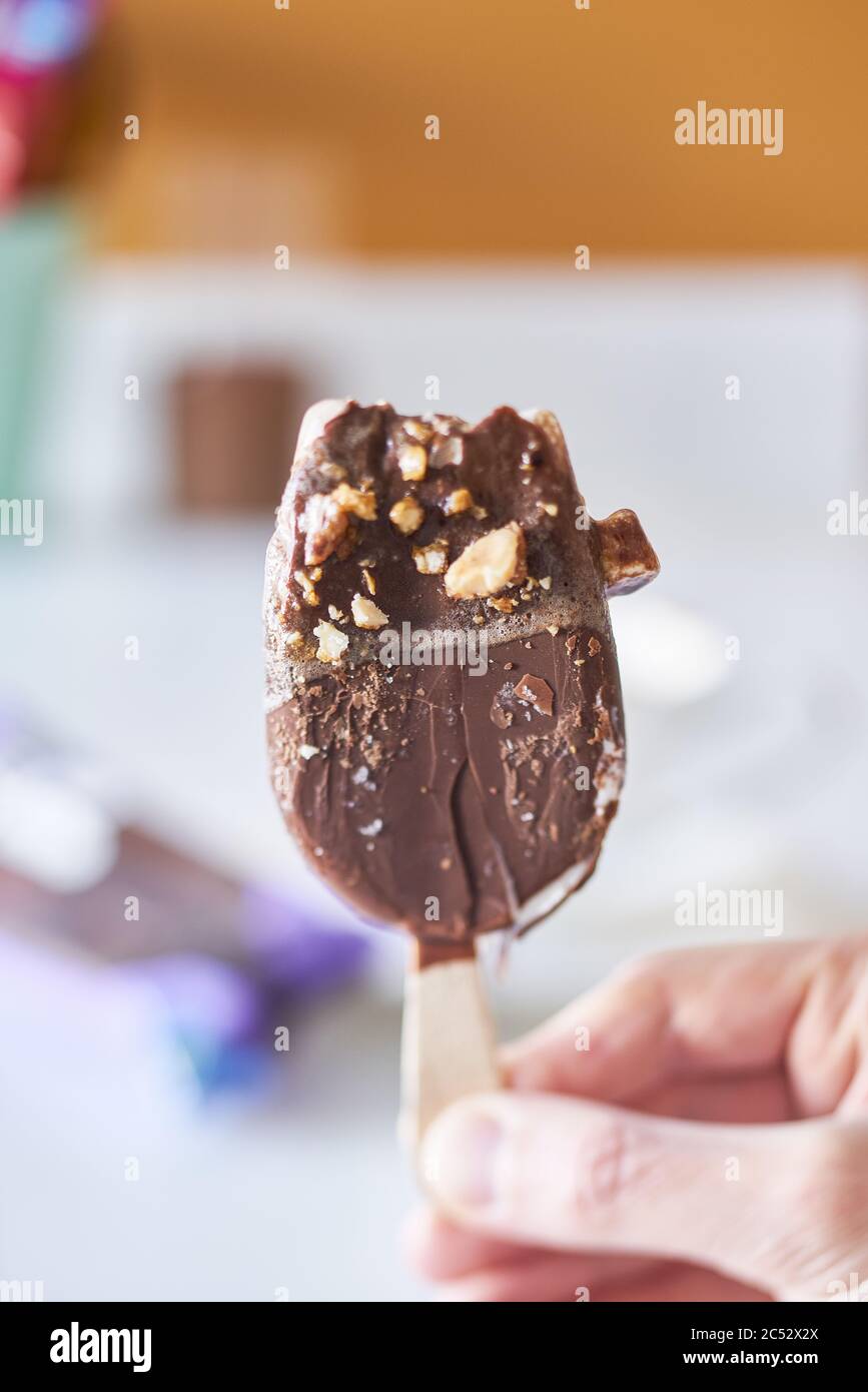 Milkshake with chocolate topping in a glass cocktail bowl, decorated ...