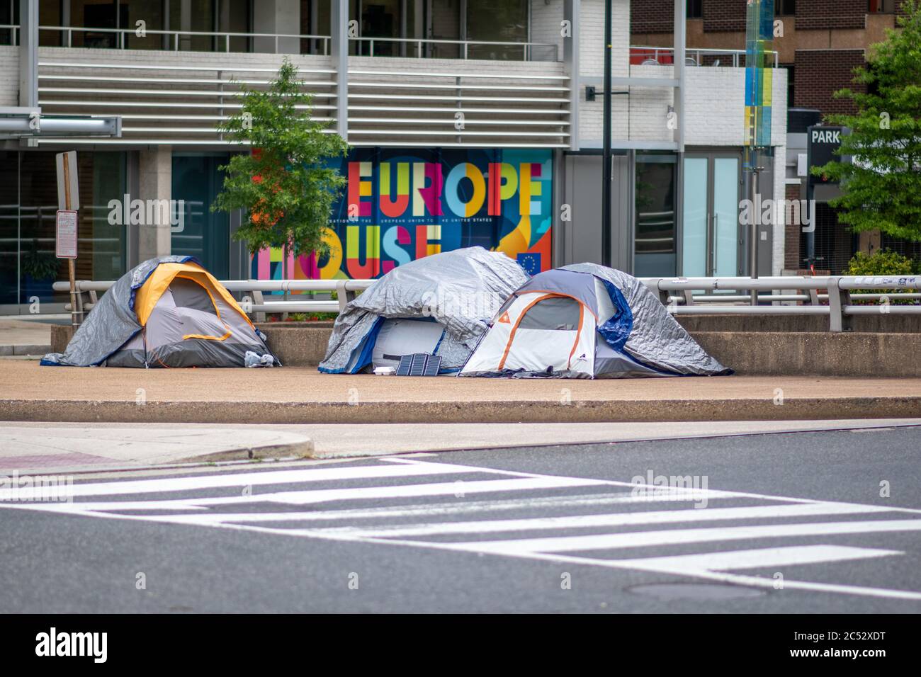 Washington, D.C. / USA - June 21 2020: Homeless Americans set up tents ...