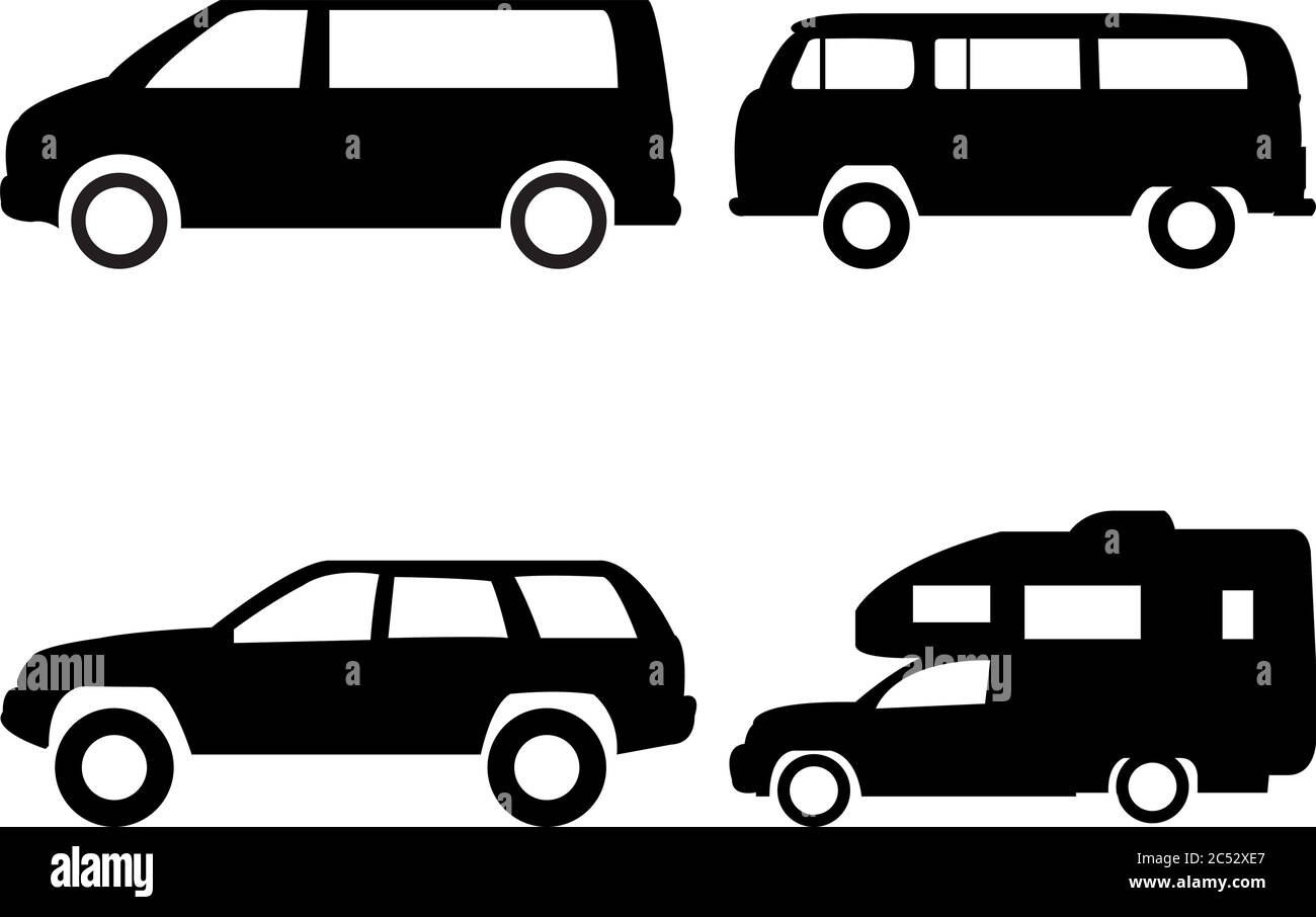 Cars collection icons set on white background, Vector Car Type and ...