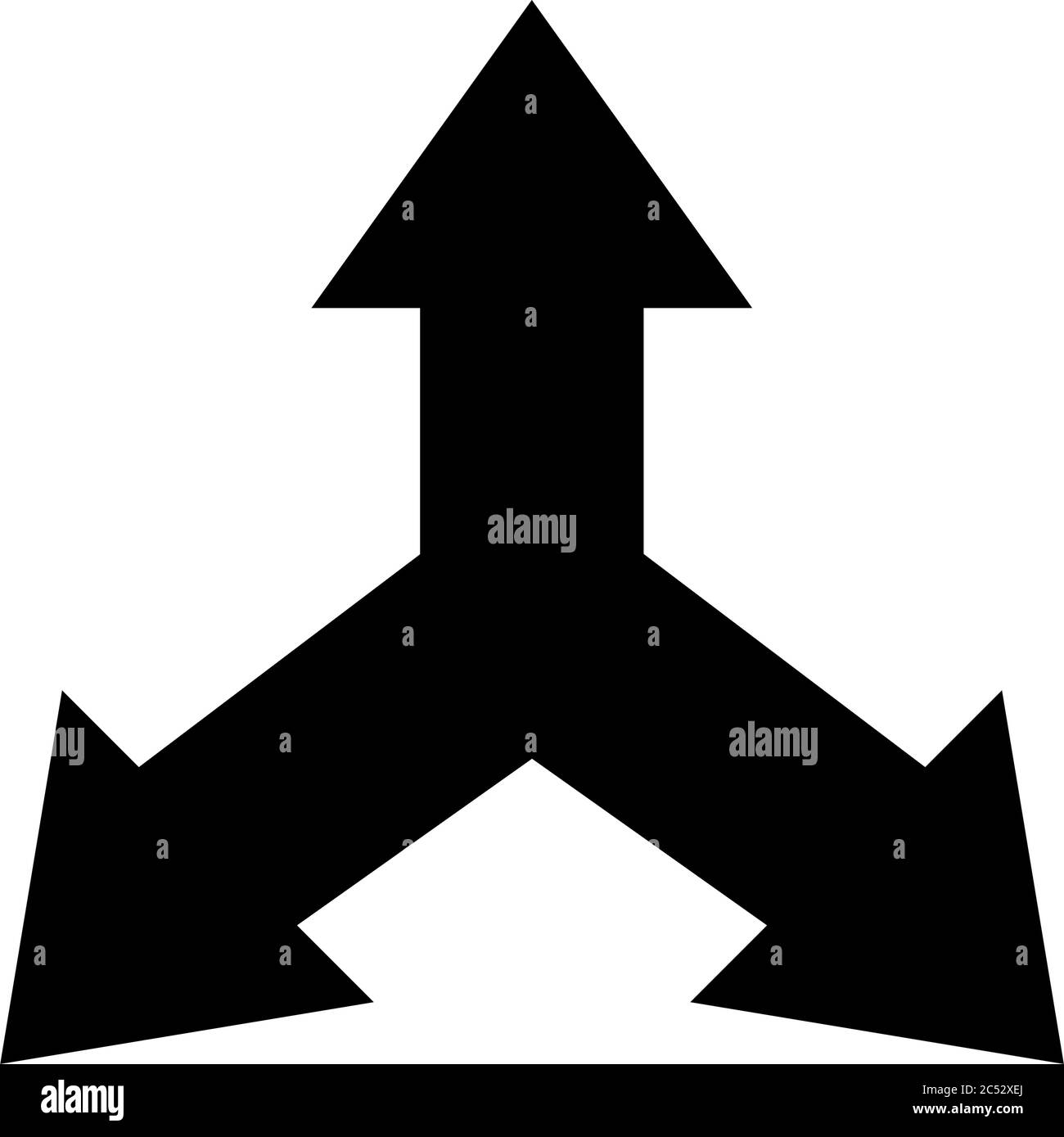 Three Side Arrows Icon over white background, silhouette style, vector ...