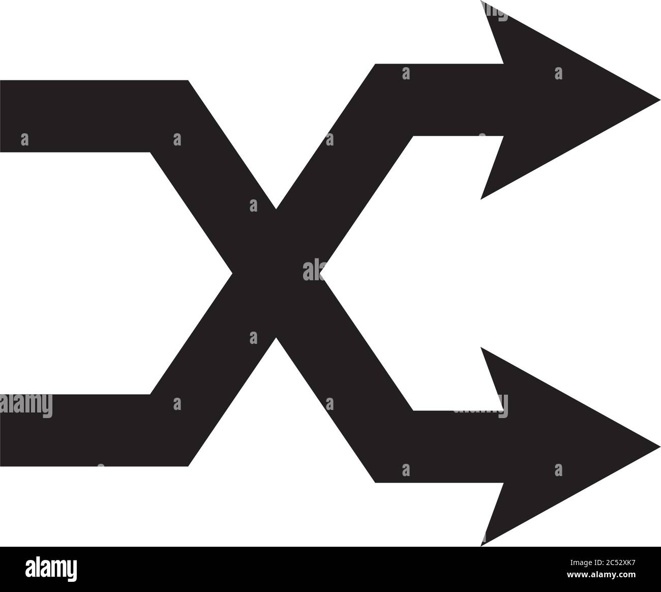 shuffle arrows icon over white background, silhouette style, vector ...