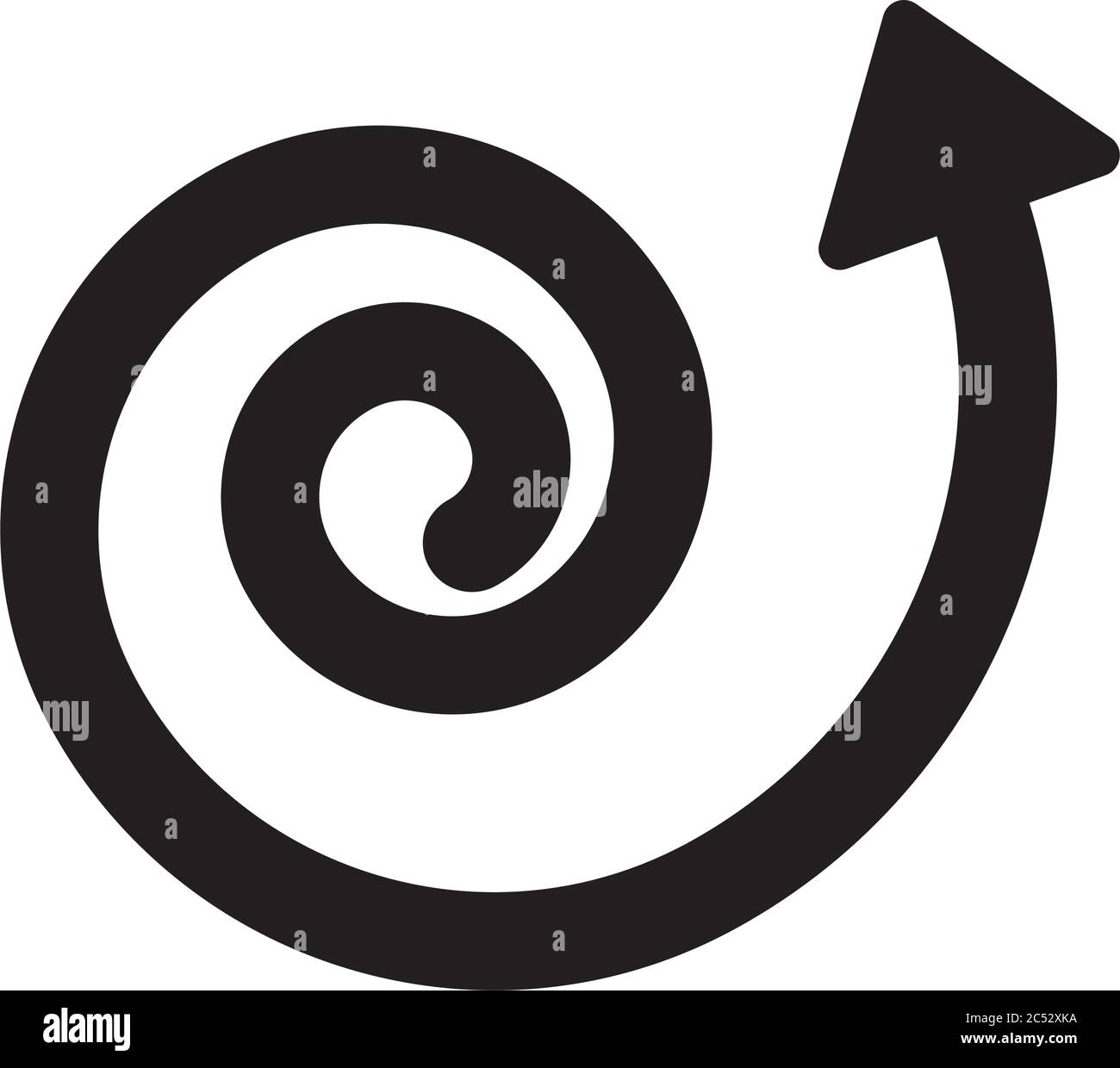 spiral arrow icon over white background, silhouette style, vector ...