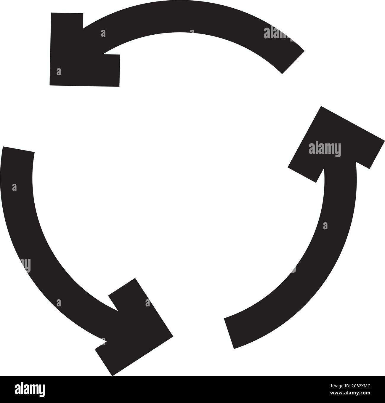 round arrows icon over white background, silhouette style, vector ...