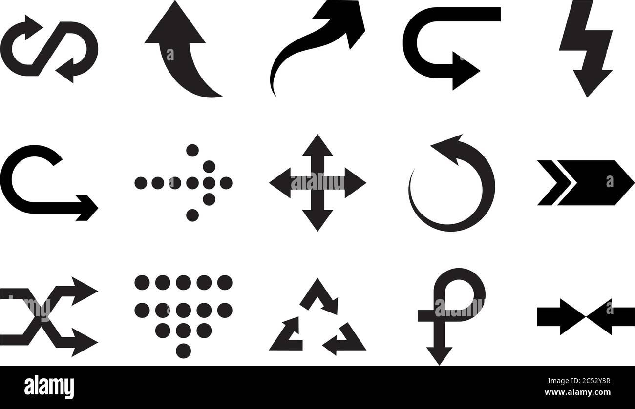 lighting arrow and arrows icon set over white background, silhouette ...