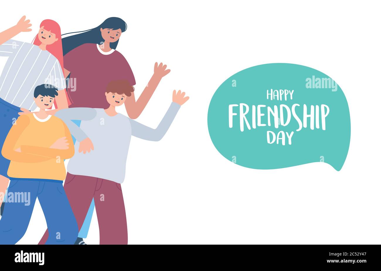 happy friendship day, diverse friend group of people special event ...