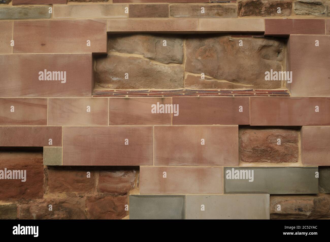 Repaired stone wall in Worcester, England, UK Stock Photo - Alamy