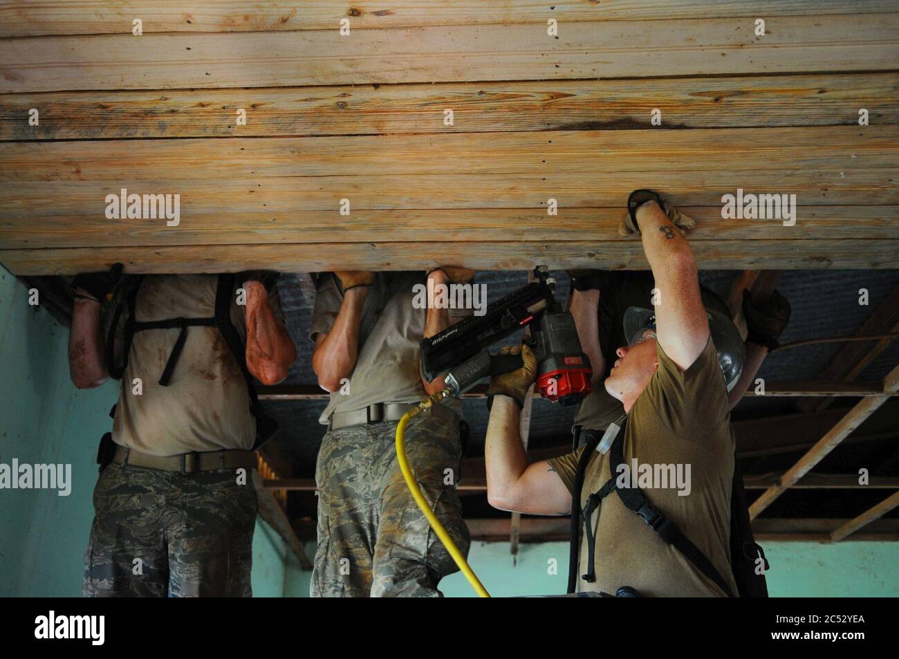 Installing a new ceiling Stock Photo - Alamy