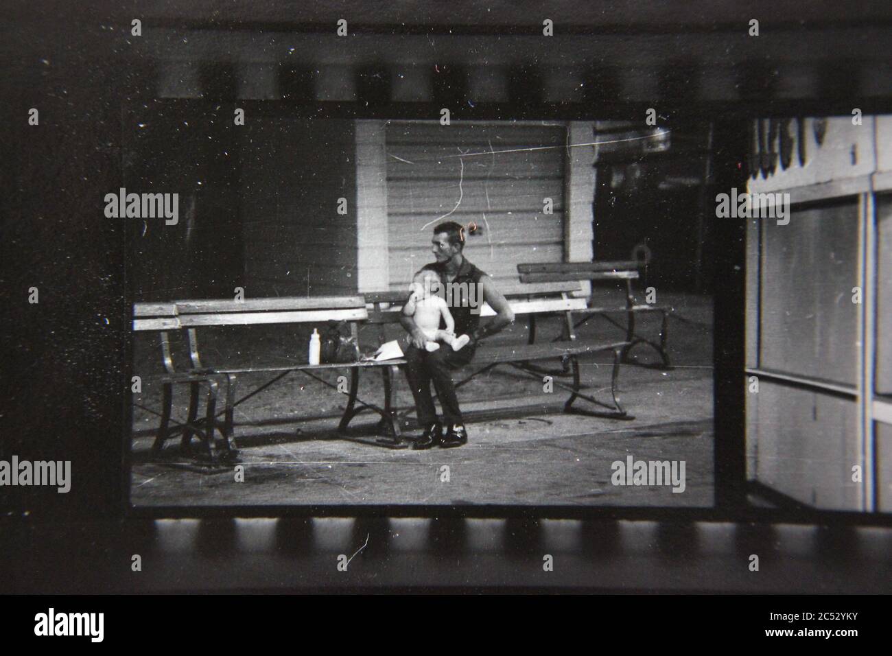 Fine 70s vintage contact print black and white photography of a father ...