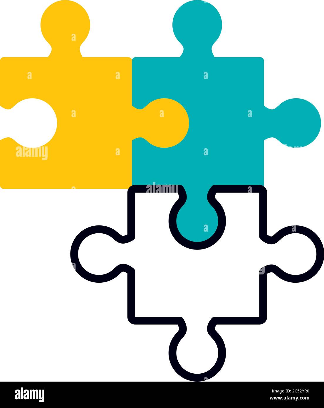 jigsaw puzzles icon over white background, half line half color style ...