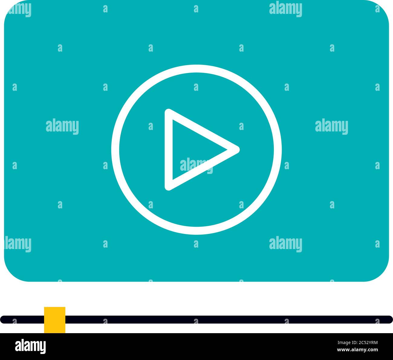 video player symbol icon over white background, half line half color ...