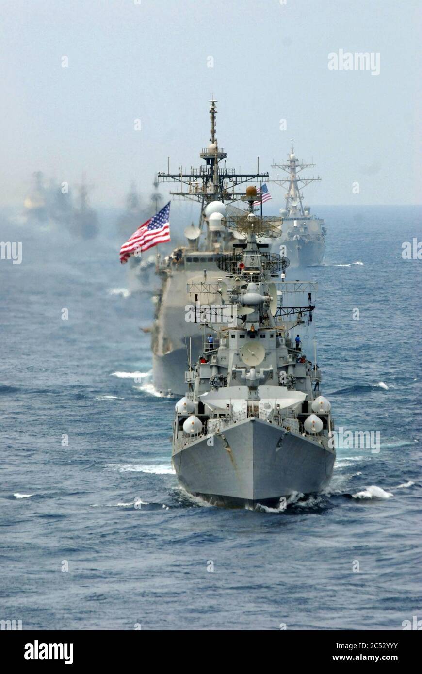 INS Rana (D 52) leads the formation comprised of the Ronald Reagan ...