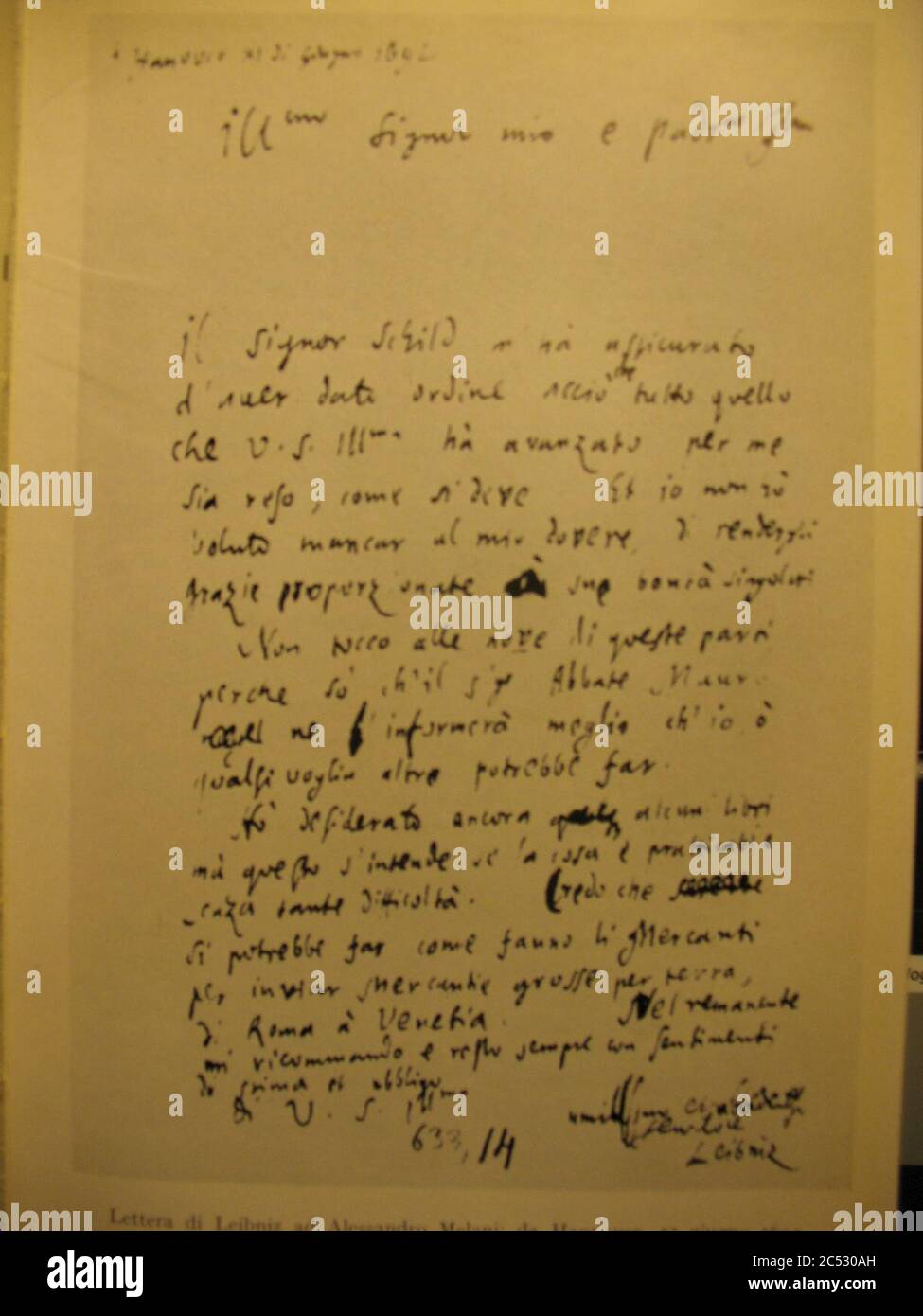 Italian letter from Leibniz Stock Photo - Alamy