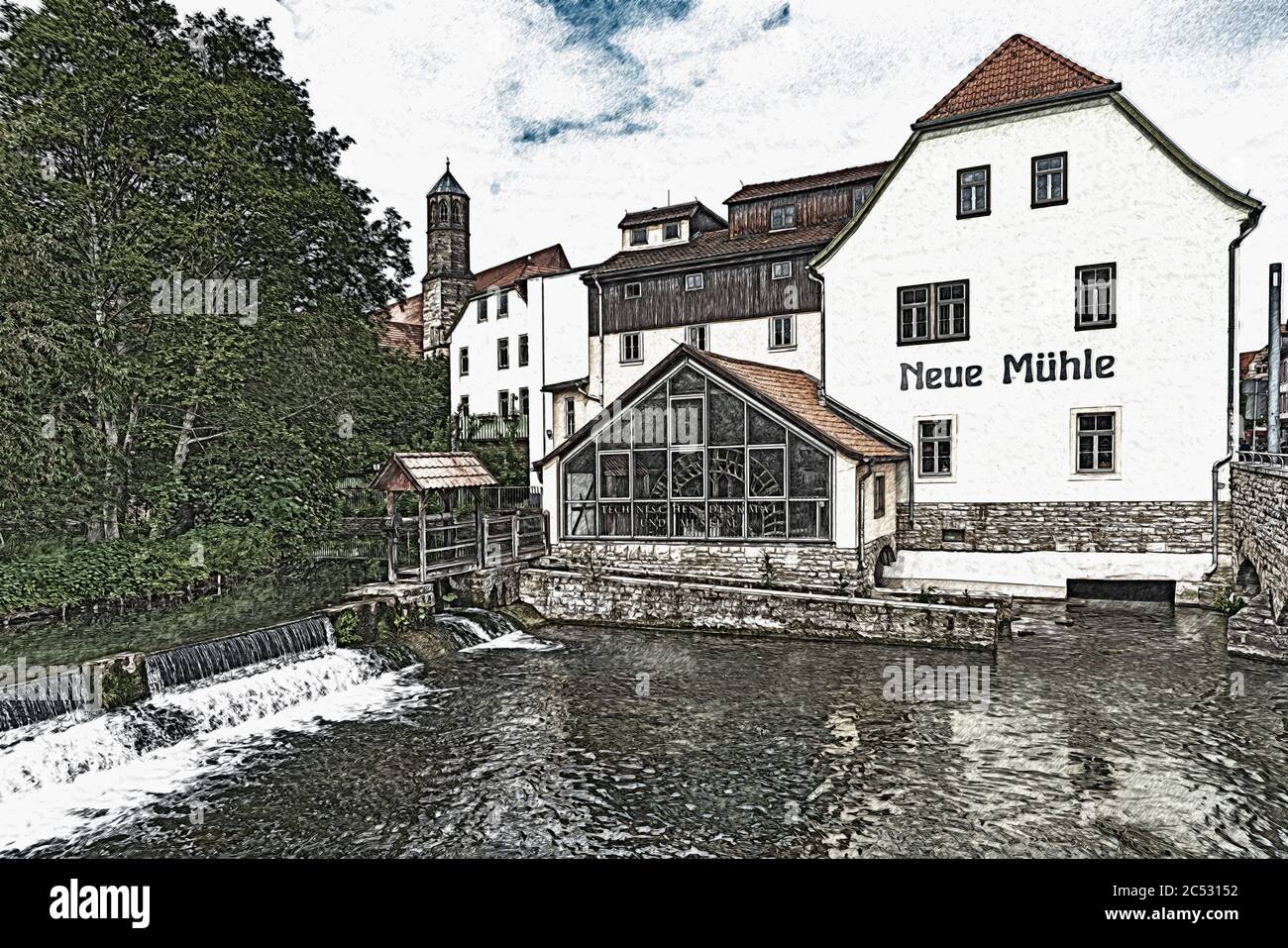 On the river Gera, at the castle bridge in the old town of Erfurt, you ...