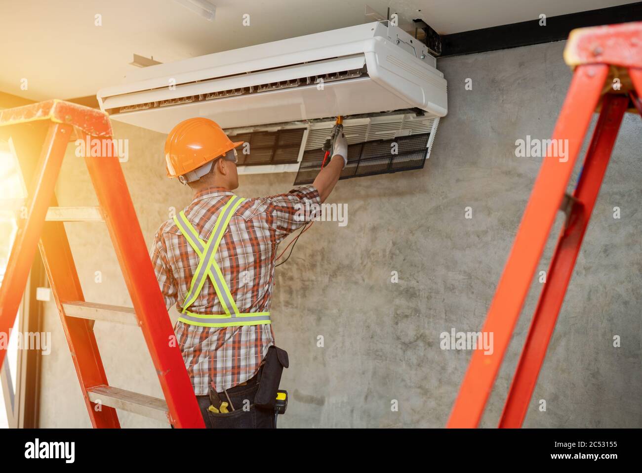 Preparation installation conditioning equipment hi-res stock ...