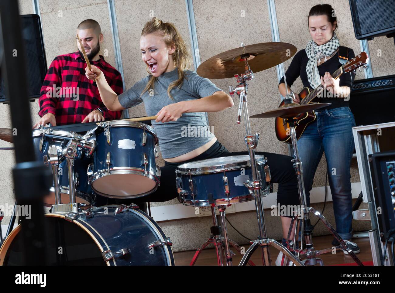 Female rock drummer at recording studio hi-res stock photography and ...