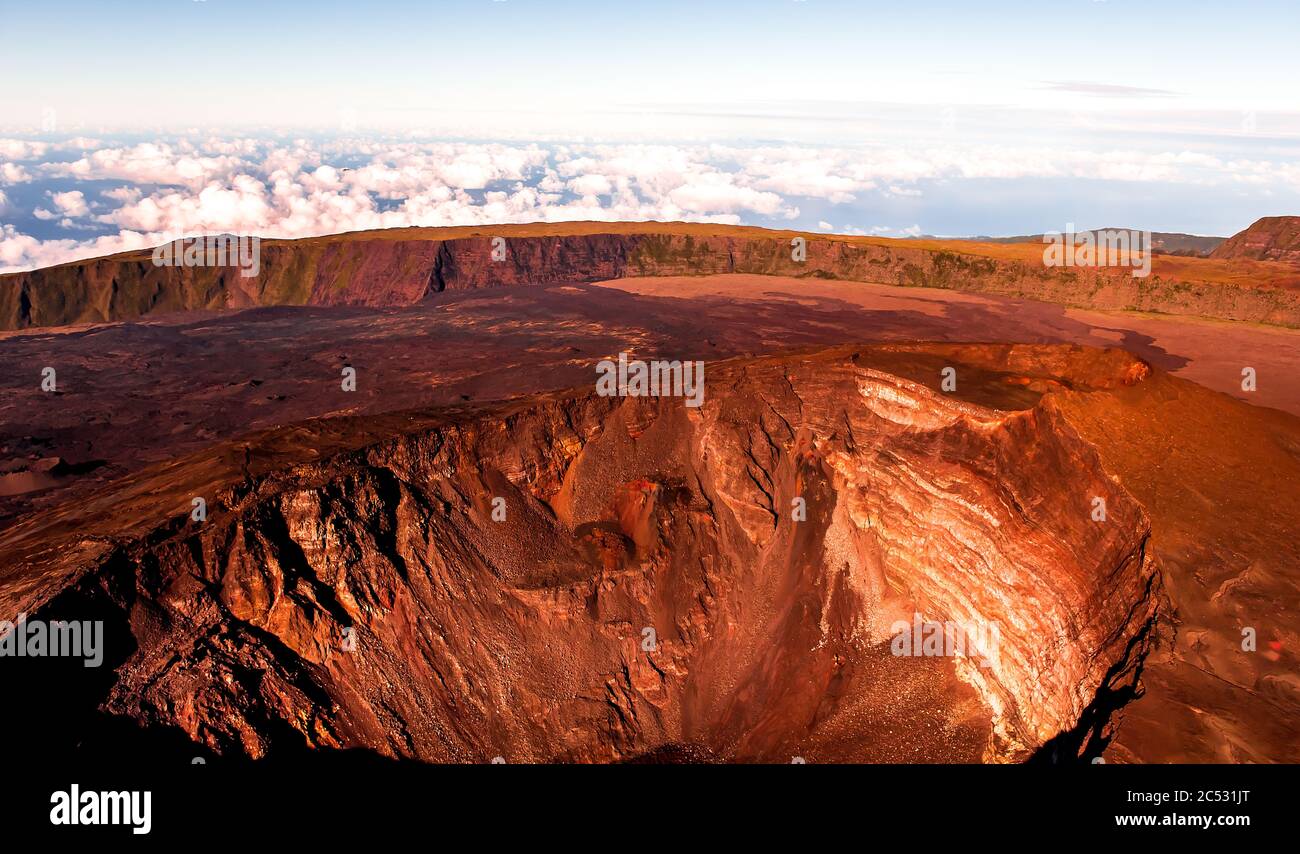 Piton de la Fournaise volcano, Reunion island, indian ocean, France ...
